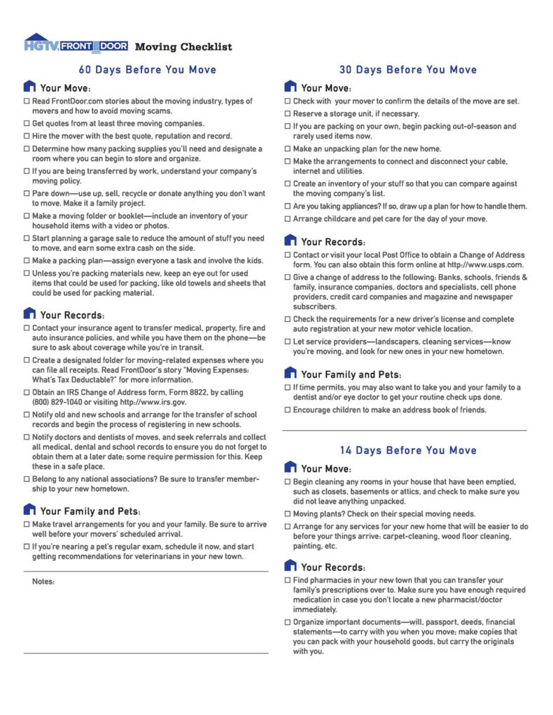 45 Great Moving Checklists [Checklist for Moving In / Out] ᐅ TemplateLab