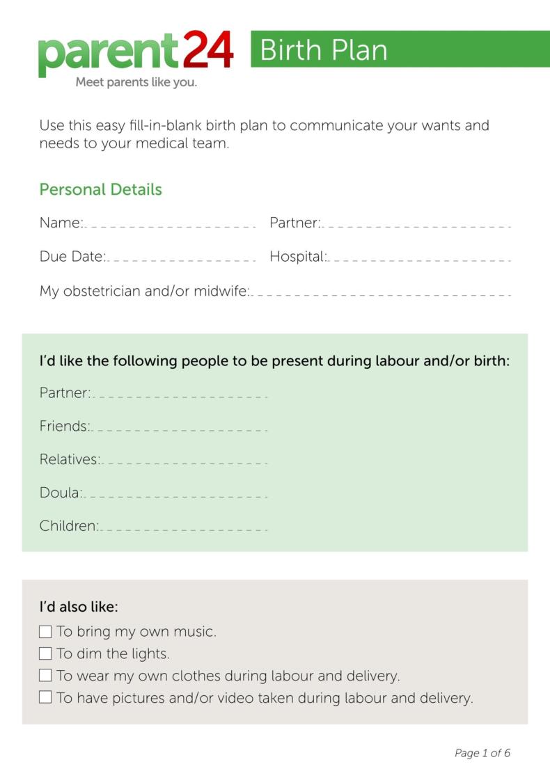 47+ Printable Birth Plan Templates [Birth Plan Checklist] ᐅ TemplateLab