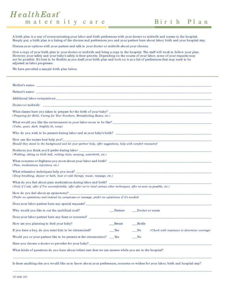47+ Printable Birth Plan Templates [Birth Plan Checklist] ᐅ TemplateLab