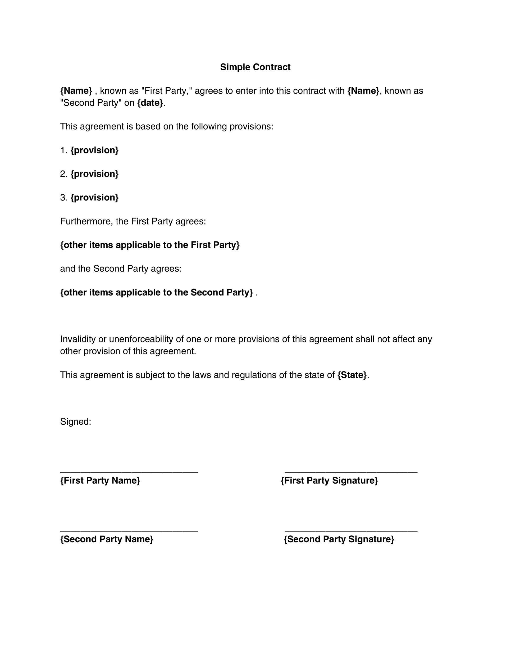 Contract Template 23 Template Lab