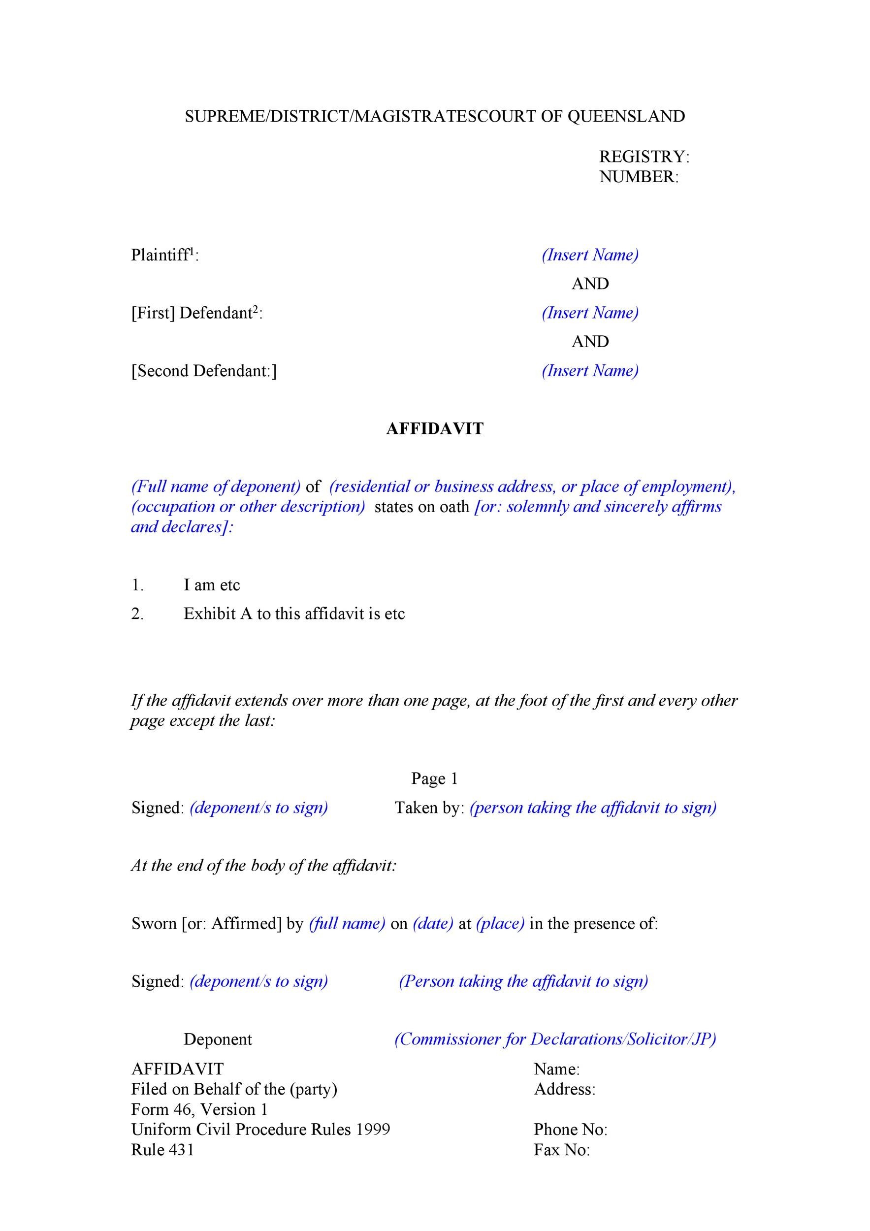 48 Sample Affidavit Forms & Templates (Affidavit of Support Form)