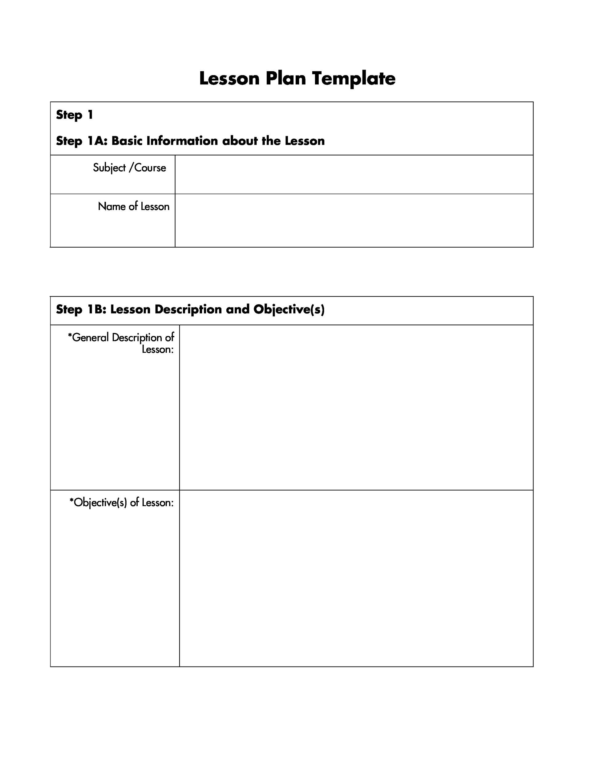 Lesson Plans Template For Preschool Collection