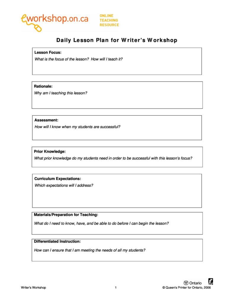 44 FREE Lesson Plan Templates [Common Core, Preschool, Weekly]