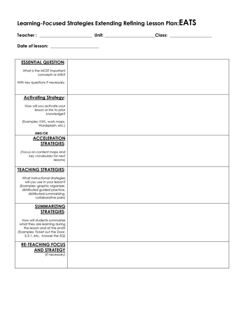 44 FREE Lesson Plan Templates [Common Core, Preschool, Weekly]