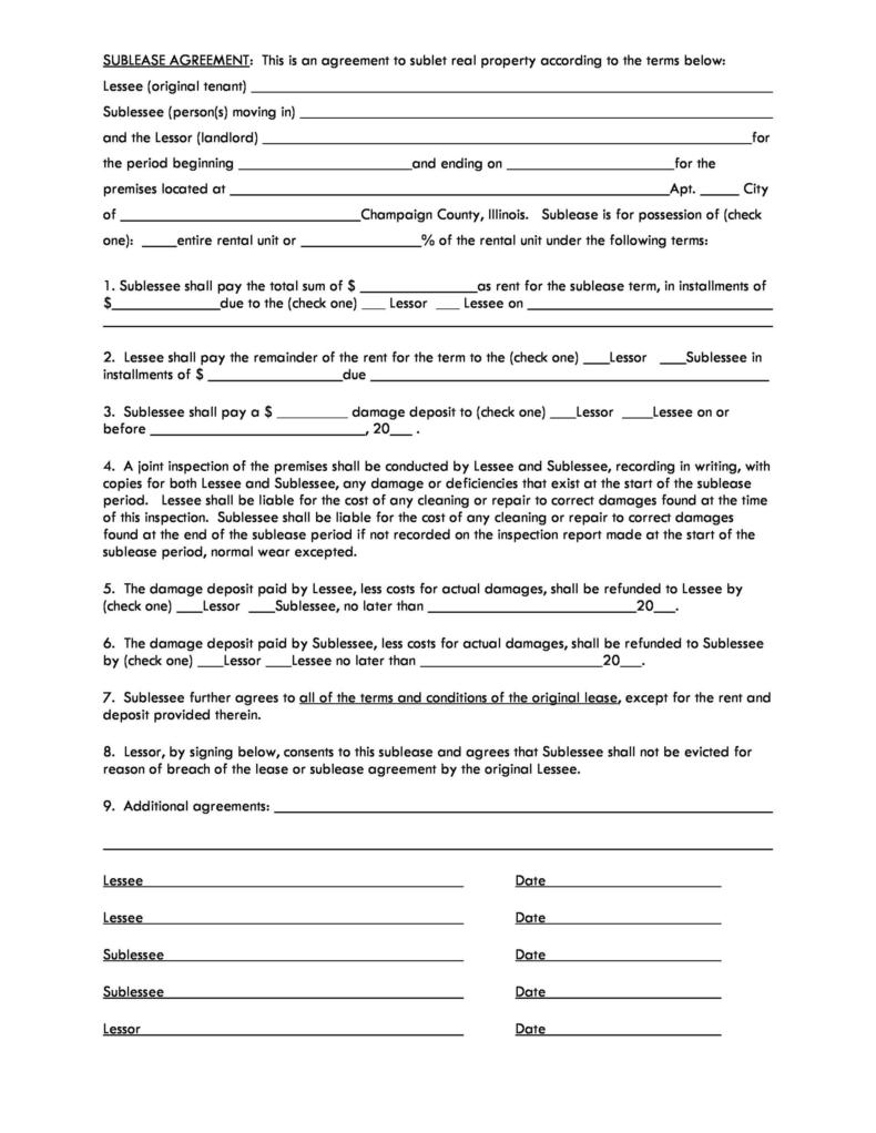 40+ Professional Sublease Agreement Templates & Forms ᐅ TemplateLab