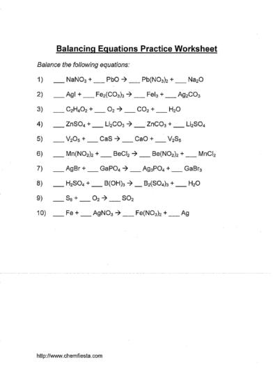 49 Balancing Chemical Equations Worksheets [with Answers]