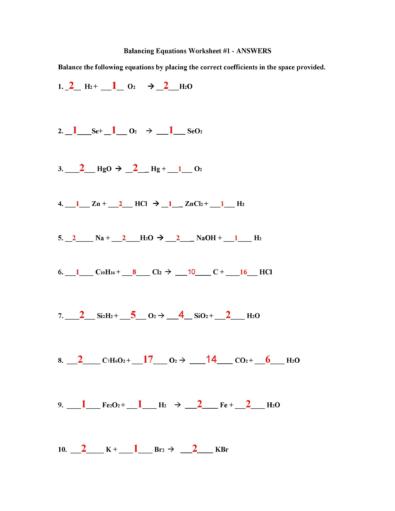 49 Balancing Chemical Equations Worksheets [with Answers]