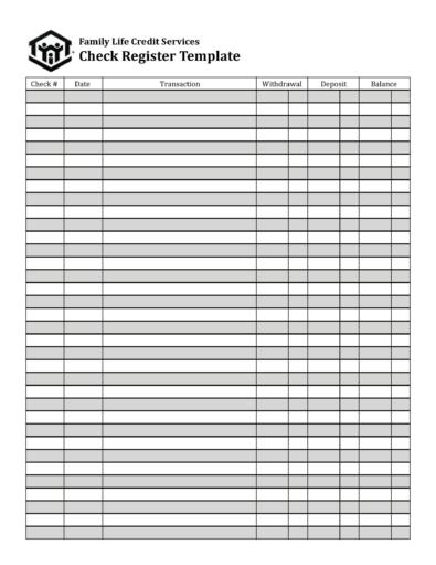 39 Checkbook Register Templates [100% Free, Printable] ᐅ TemplateLab
