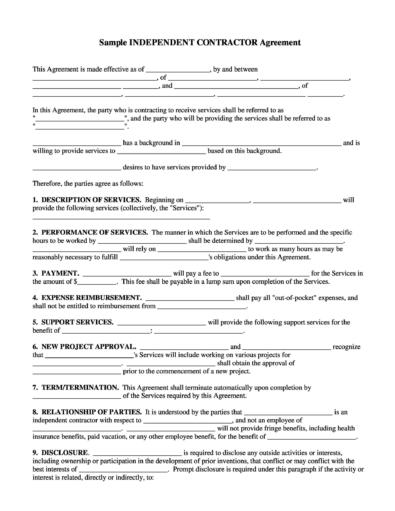50+ Simple Independent Contractor Agreement Templates [FREE]