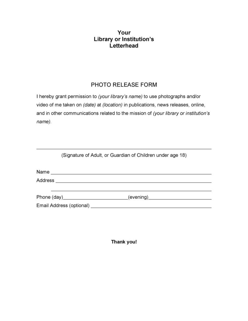 53 Standard Photo Release Forms [Free] ᐅ TemplateLab