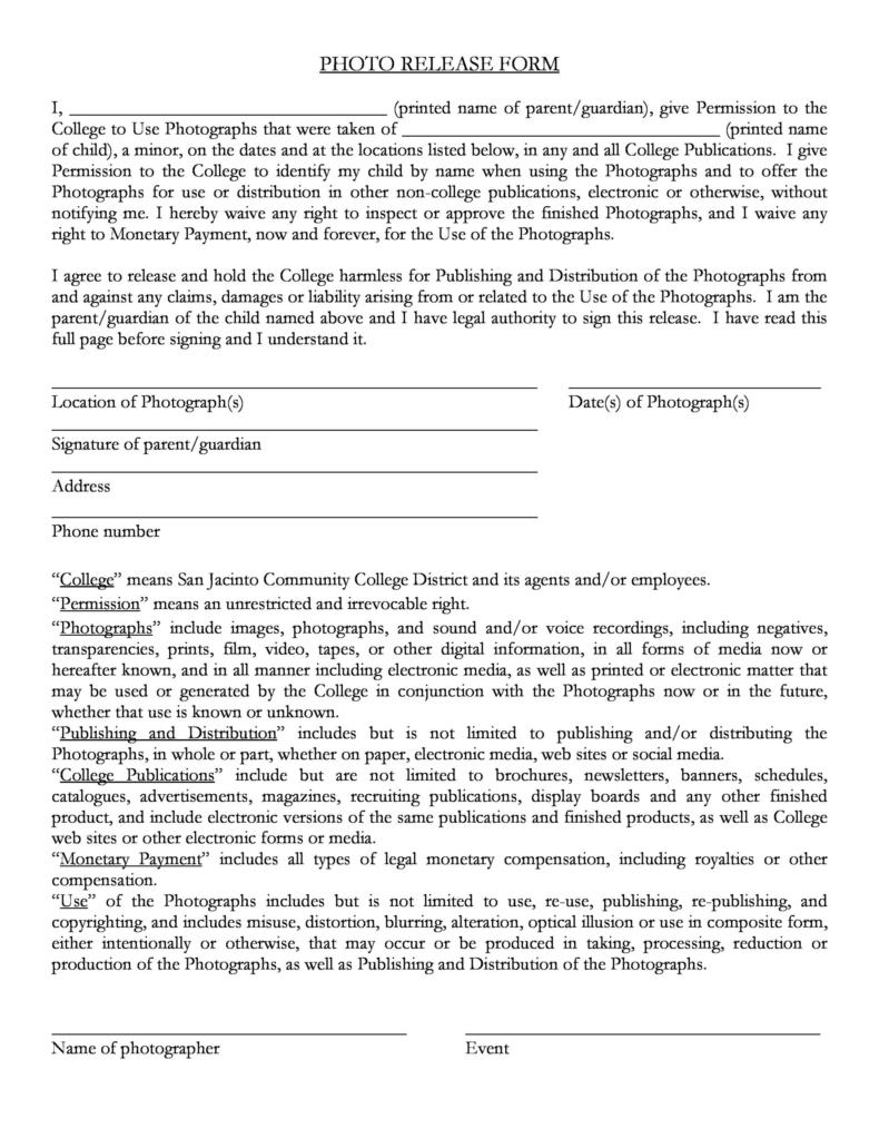 53 Standard Photo Release Forms [Free] ᐅ TemplateLab