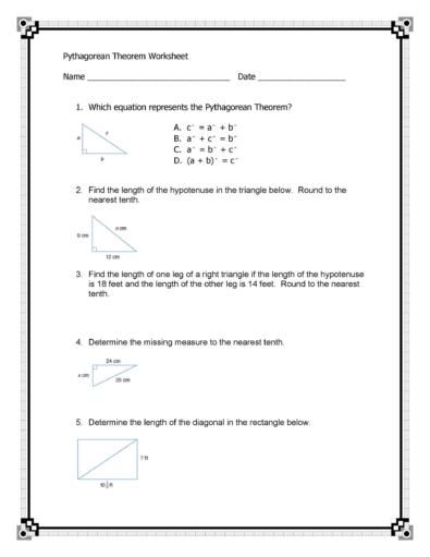 48 Pythagorean Theorem Worksheet with Answers [Word + PDF]