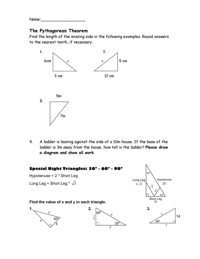 48 Pythagorean Theorem Worksheet with Answers [Word + PDF]
