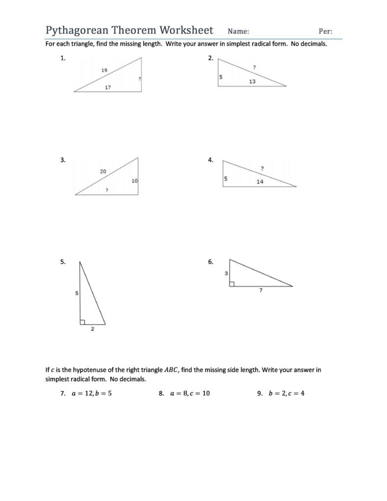 48 Pythagorean Theorem Worksheet with Answers [Word + PDF]