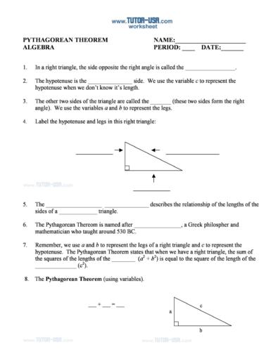 48 Pythagorean Theorem Worksheet with Answers [Word + PDF]
