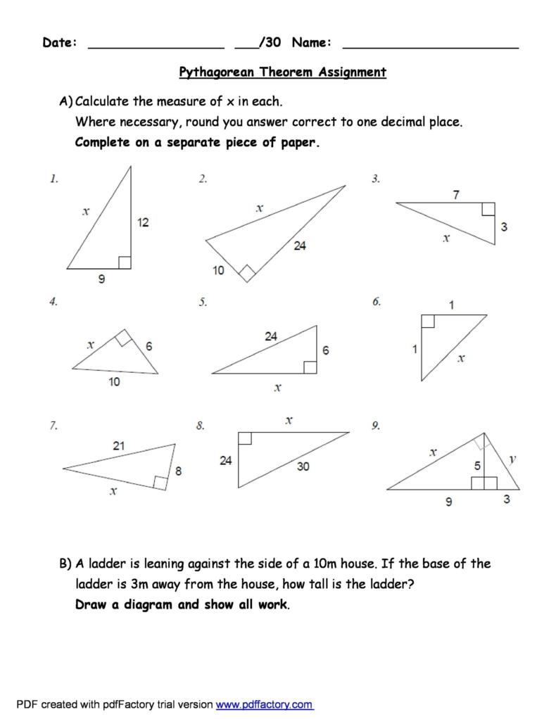48 Pythagorean Theorem Worksheet with Answers [Word + PDF]