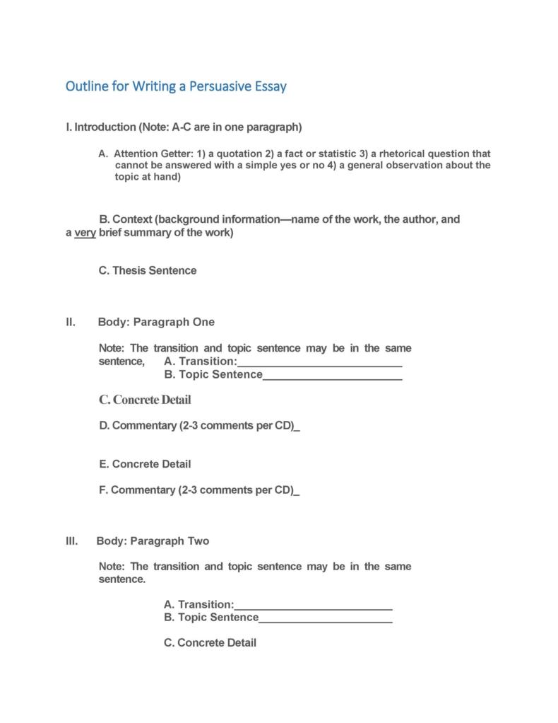 37 Outstanding Essay Outline Templates (Argumentative, Narrative ...