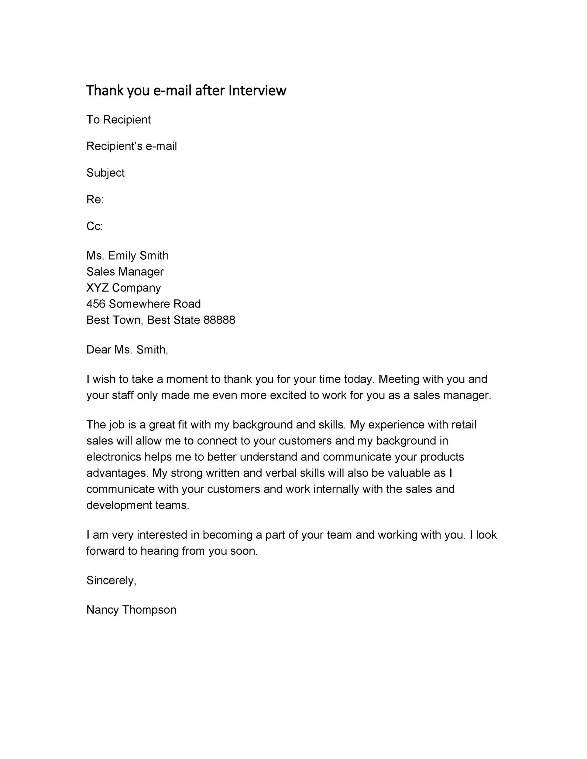 Thanking Manager Email