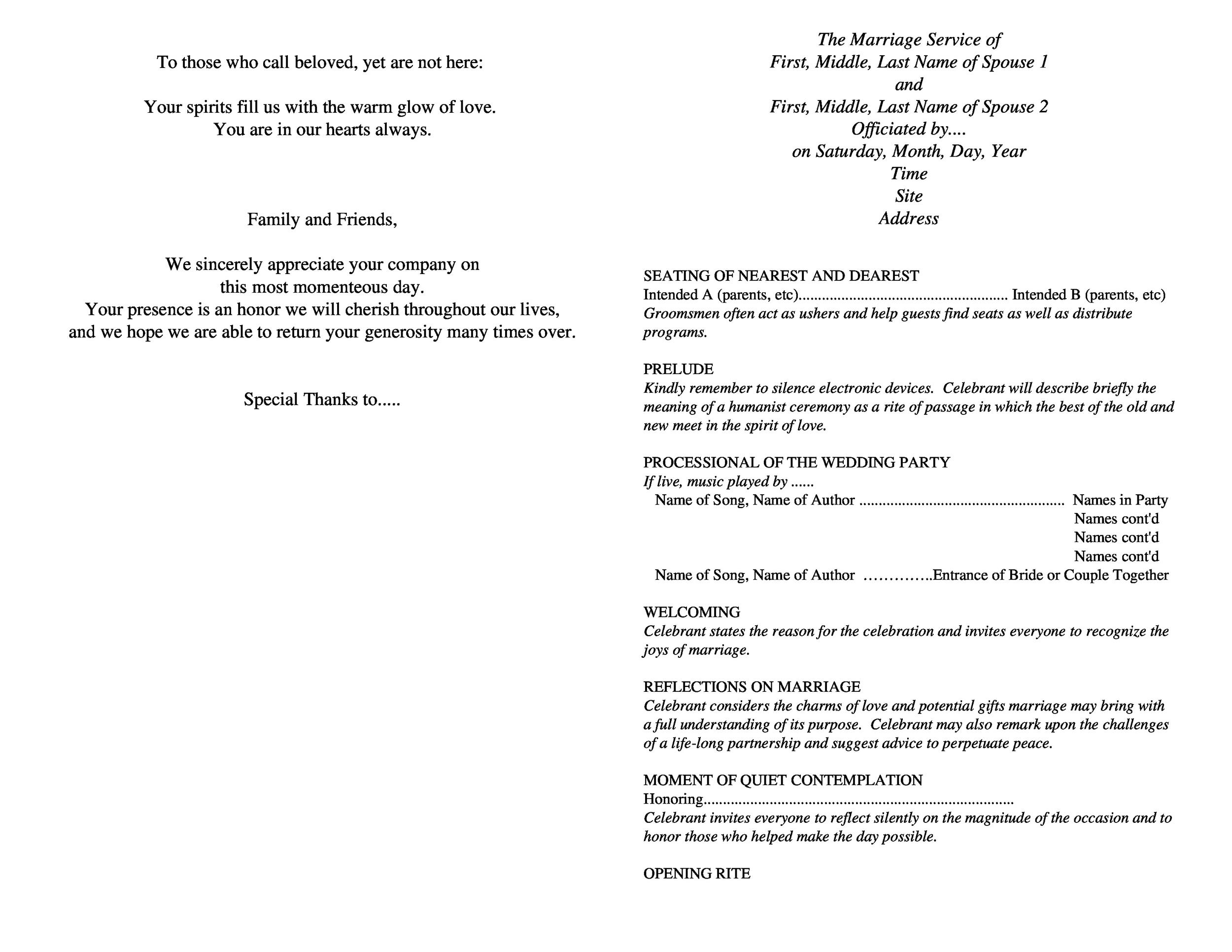 37 Printable Wedding Program Examples & Templates ᐅ TemplateLab