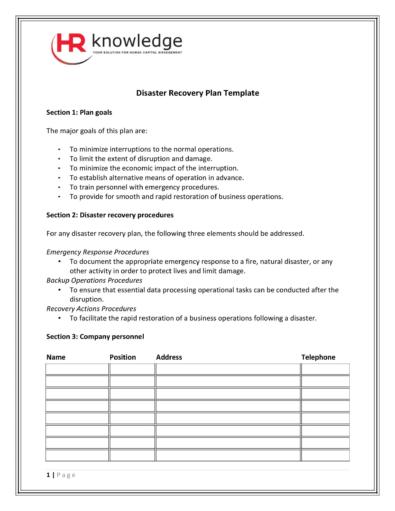 52 Effective Disaster Recovery Plan Templates [DRP] ᐅ TemplateLab
