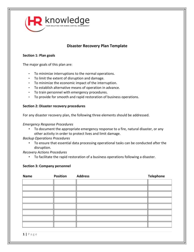 52 Effective Disaster Recovery Plan Templates [DRP] ᐅ TemplateLab