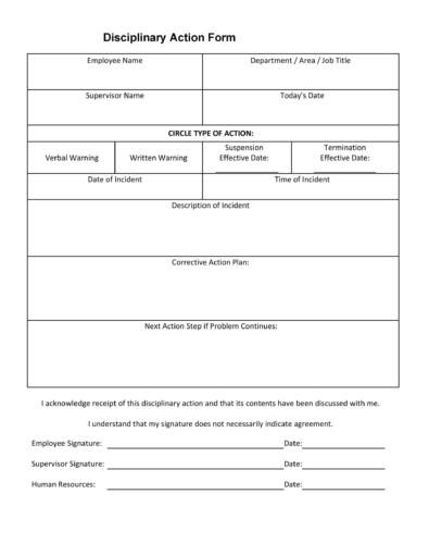 40 Employee Disciplinary Action Forms ᐅ TemplateLab
