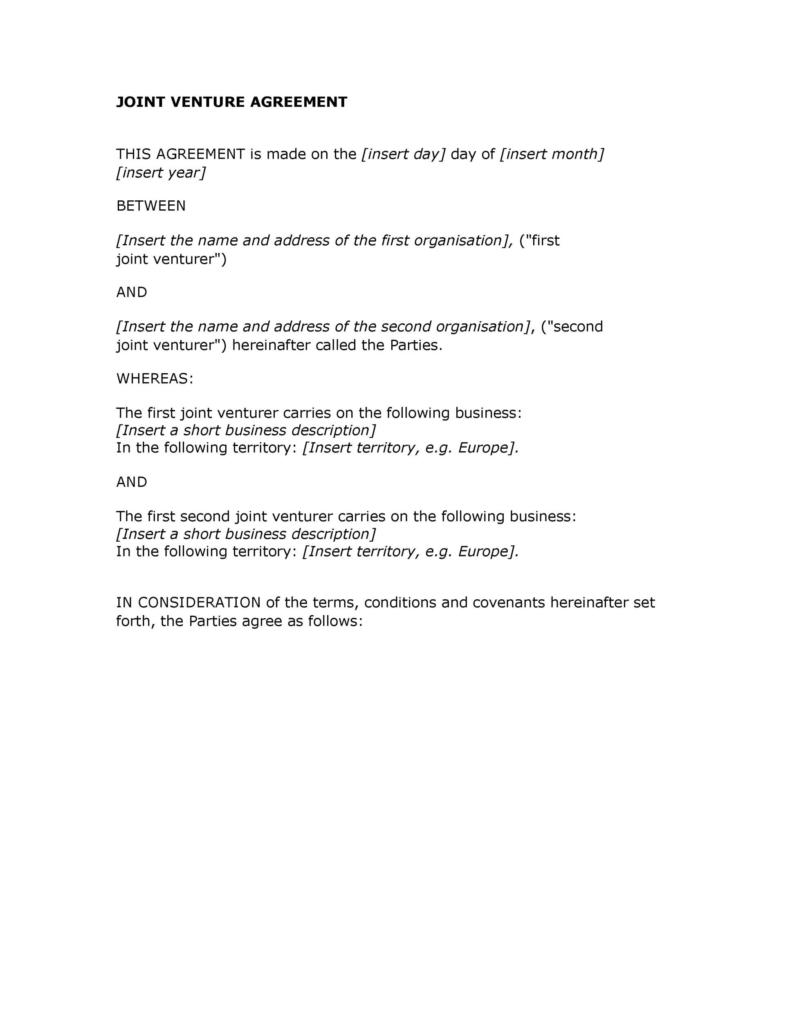 53 Simple Joint Venture Agreement Templates [PDF, DOC] ᐅ TemplateLab