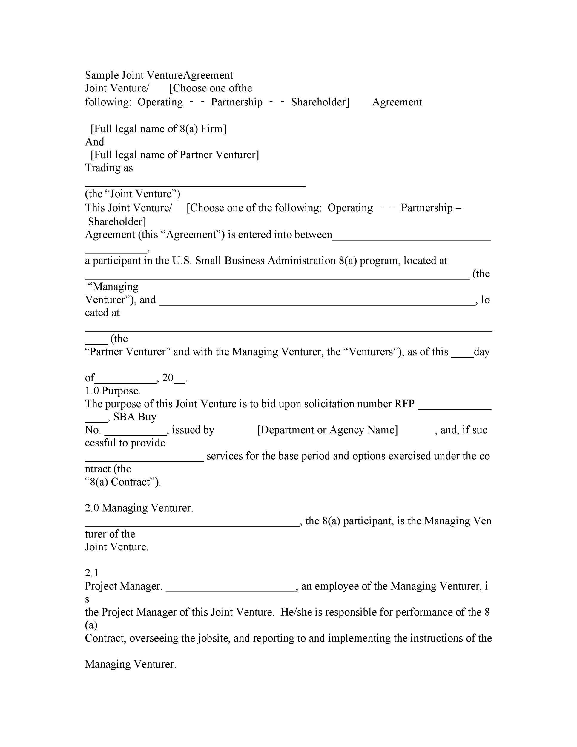53 Simple Joint Venture Agreement Templates [PDF, DOC] ᐅ TemplateLab