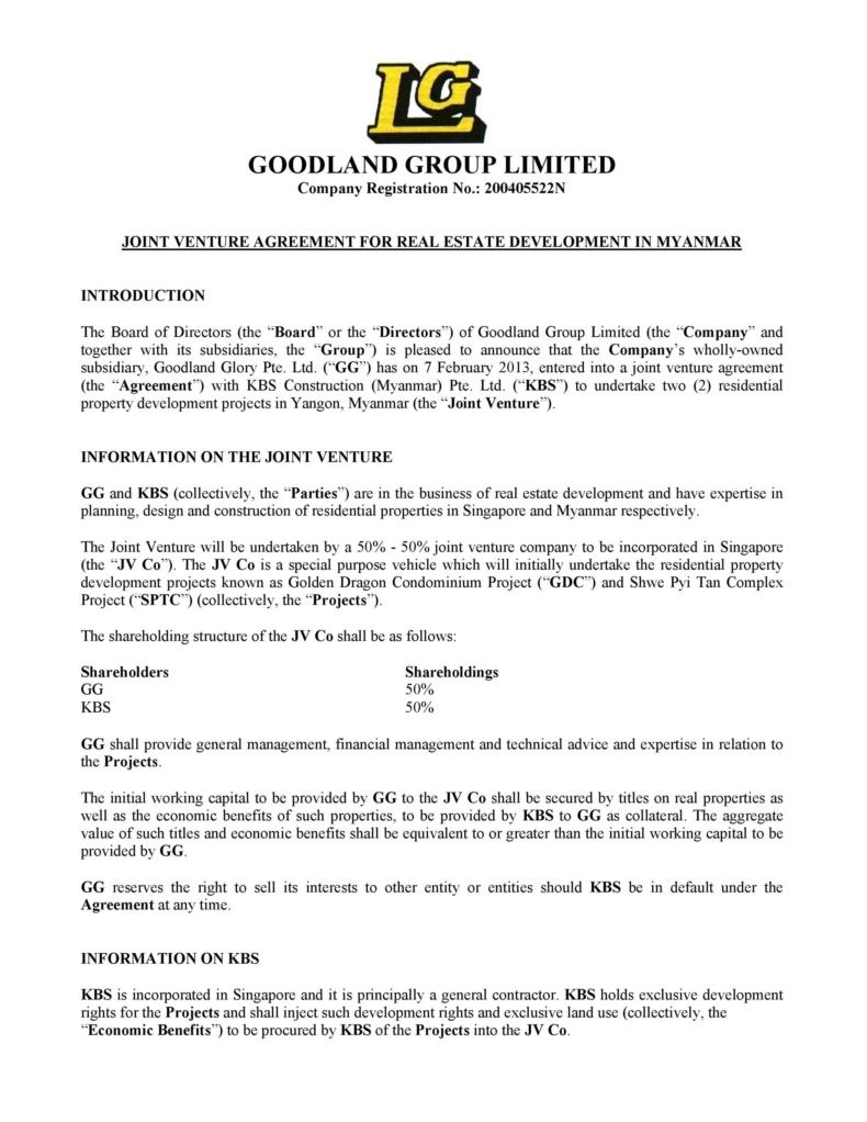 53 Simple Joint Venture Agreement Templates [PDF, DOC] ᐅ TemplateLab