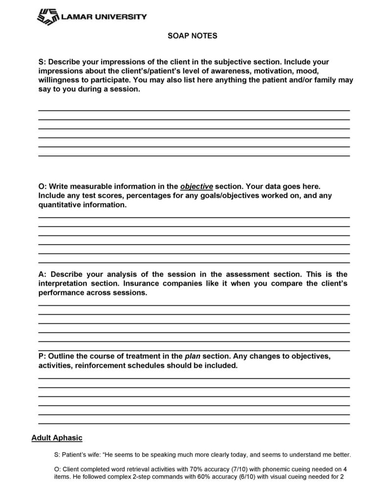 40 Fantastic SOAP Note Examples & Templates ᐅ TemplateLab