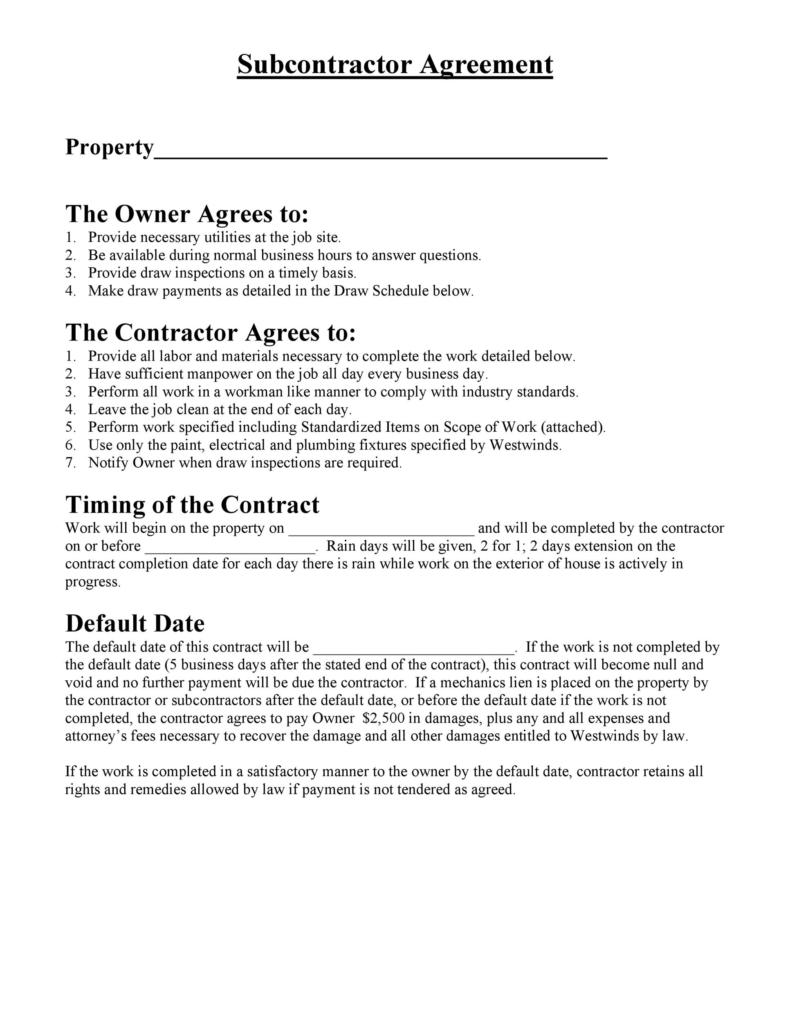 39 Free Subcontractor Agreement Templates & Samples