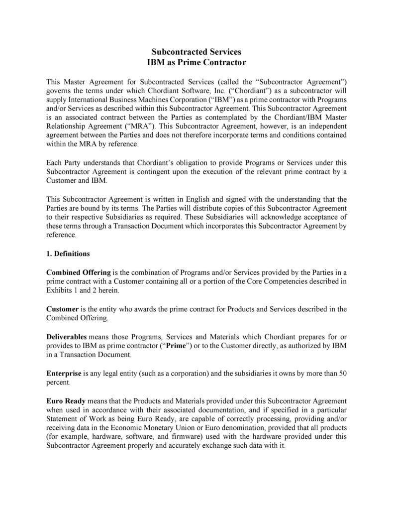 39 Free Subcontractor Agreement Templates & Samples