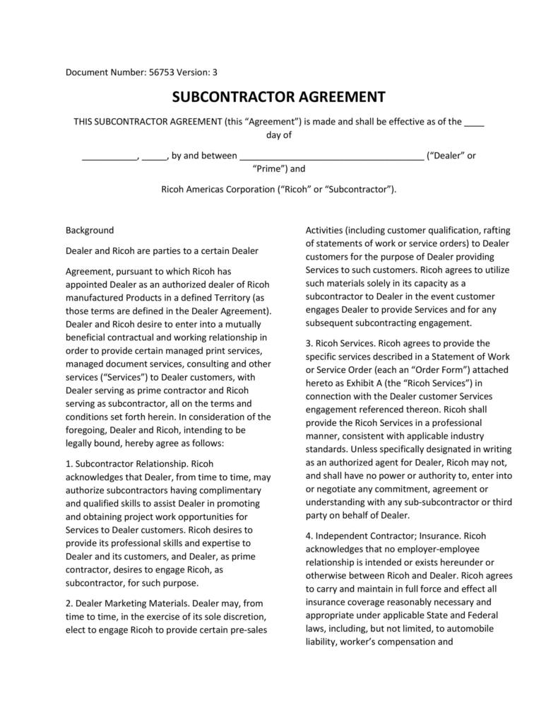 39 Free Subcontractor Agreement Templates & Samples
