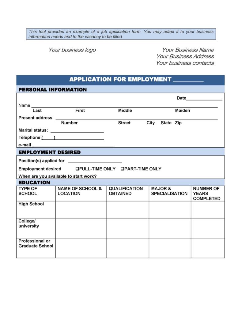 56 Free Employment & Job Application Form Templates [Printable] ᐅ ...