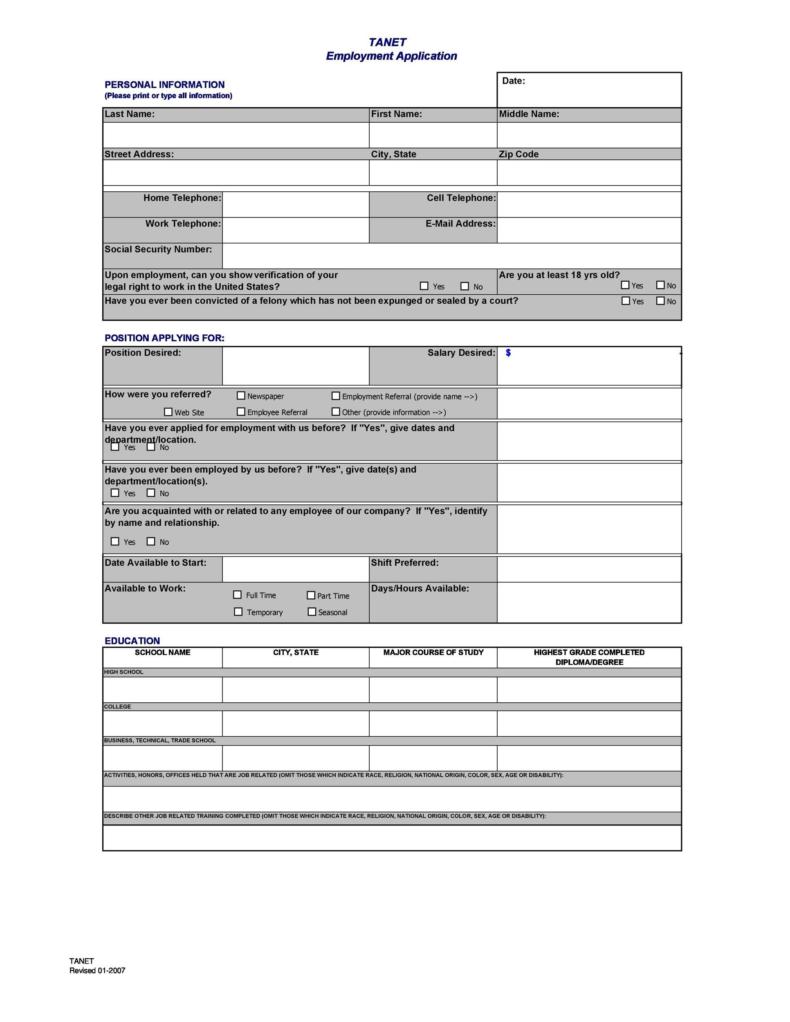 56 Free Employment & Job Application Form Templates [Printable] ᐅ ...
