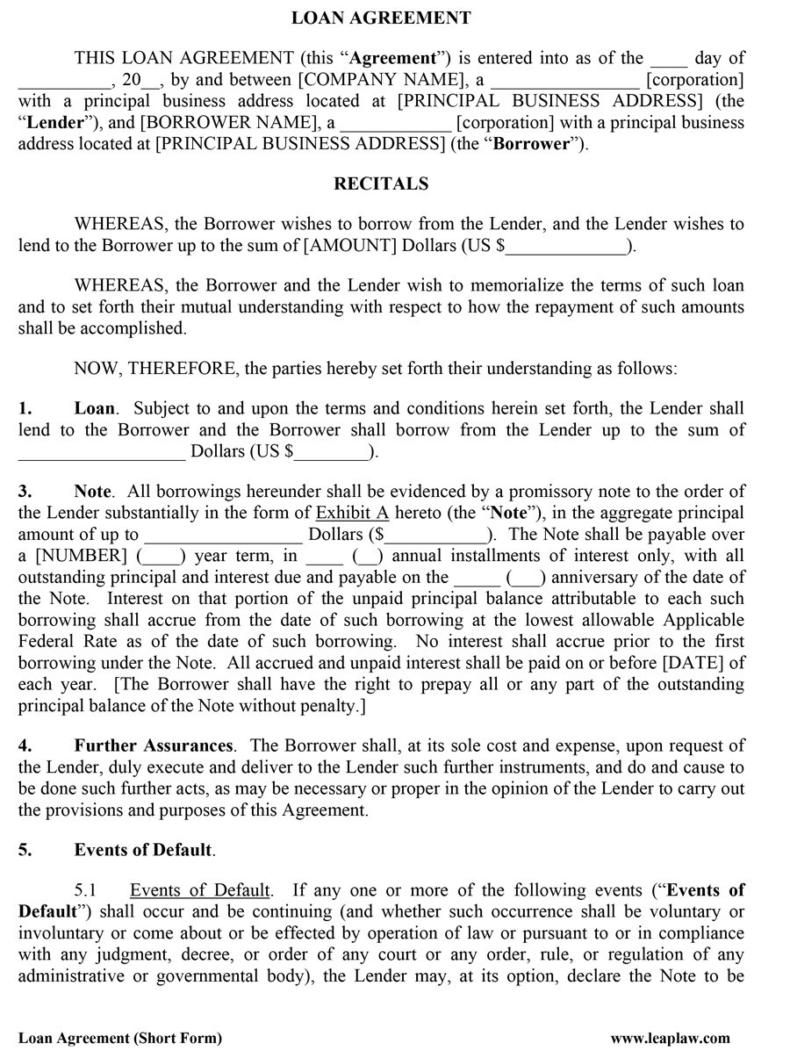 40+ Simple Loan Agreement Templates [FREE] ᐅ TemplateLab