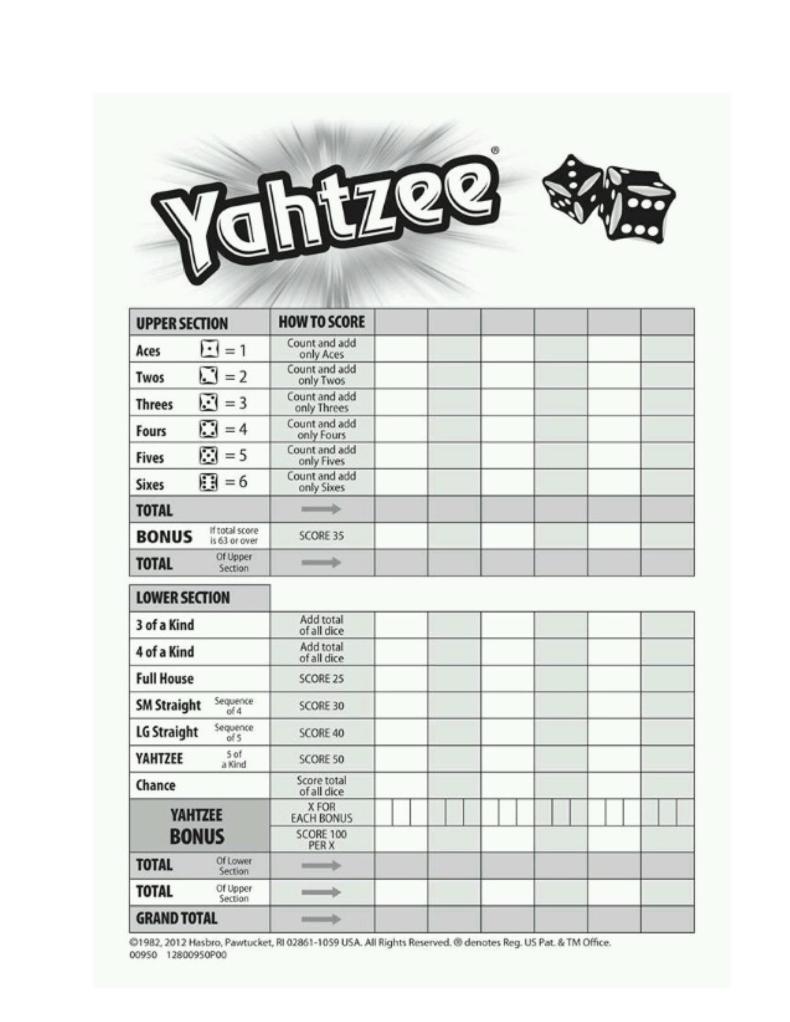 28 Printable Yahtzee Score Sheets & Cards (101% FREE) ᐅ TemplateLab