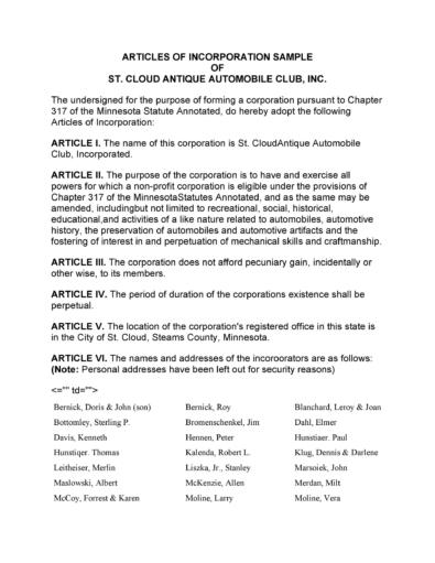 Articles of Incorporation - 47 Templates for Any State ᐅ TemplateLab