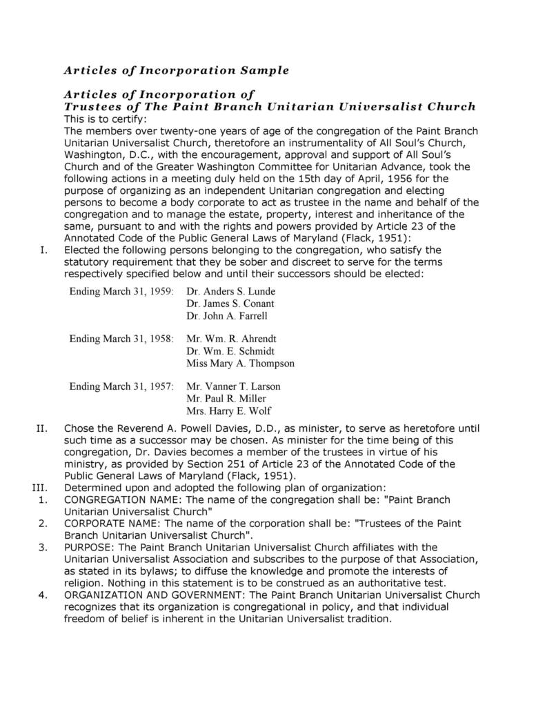 Articles of Incorporation - 47 Templates for Any State ᐅ TemplateLab