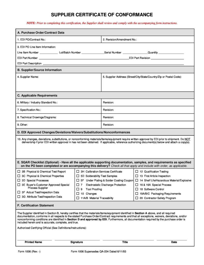 40 Free Certificate of Conformance Templates & Forms ᐅ TemplateLab