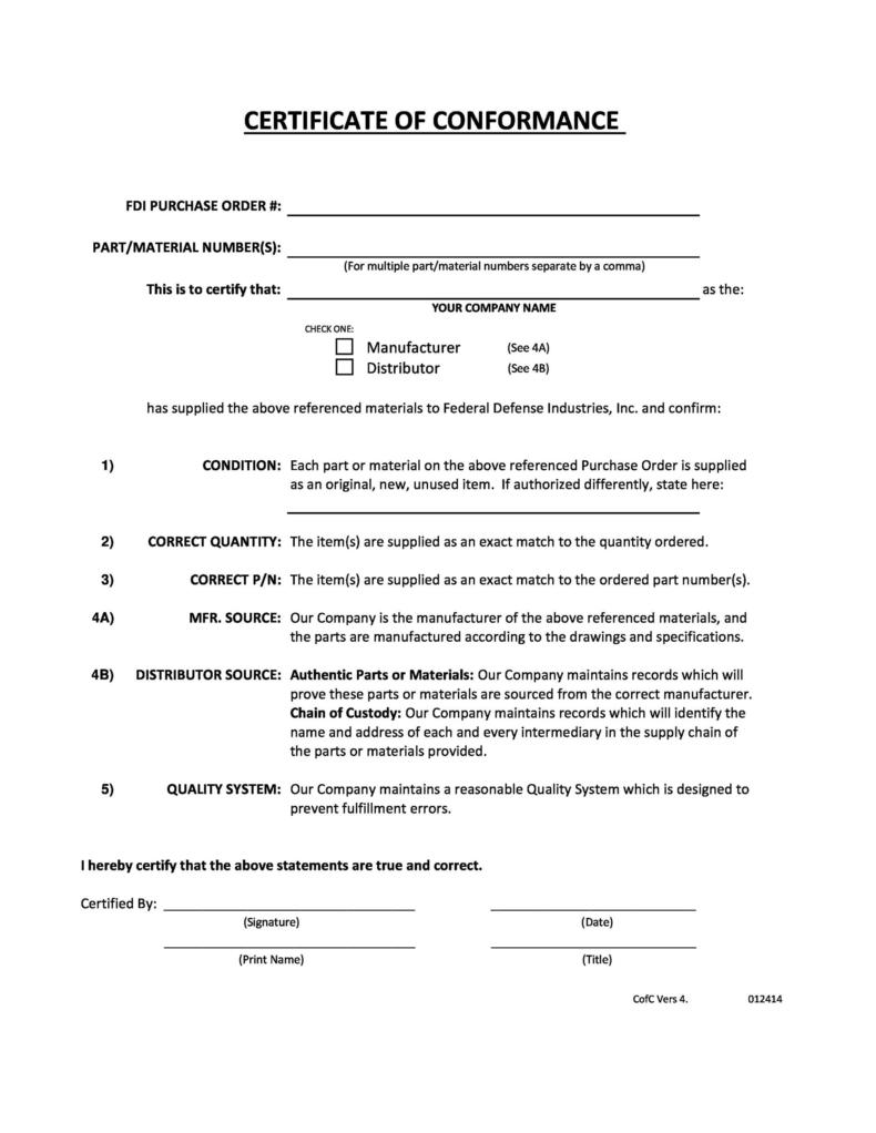 58 Free Certificate of Conformance Templates & Forms ᐅ