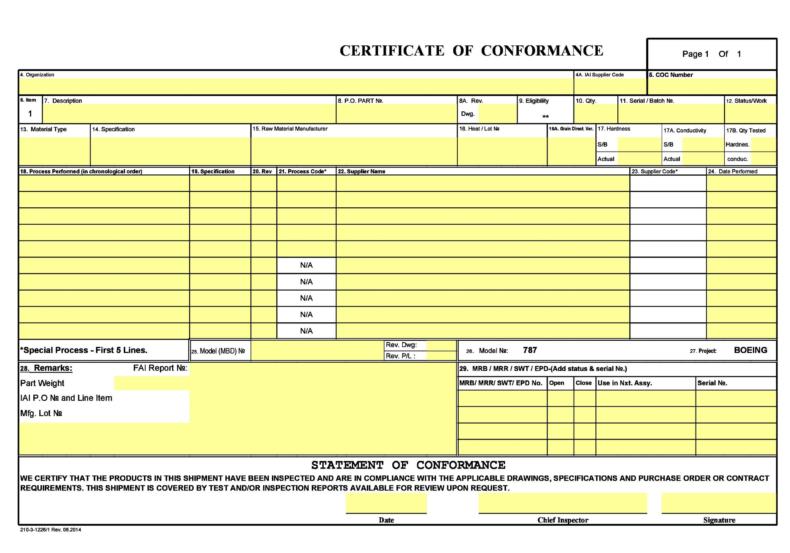 40 Free Certificate of Conformance Templates & Forms ᐅ TemplateLab