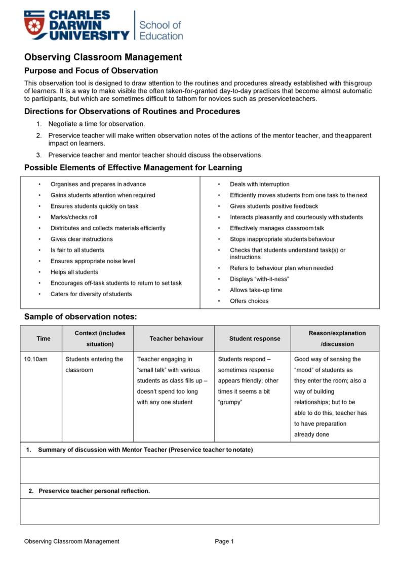 Classroom Management Plan - 38 Templates & Examples ᐅ TemplateLab