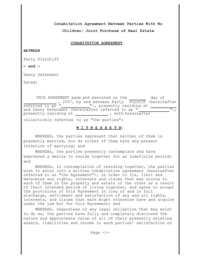 Cohabitation Agreement - 30+ Free Templates & Forms ᐅ TemplateLab