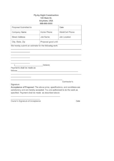 31 Construction Proposal Template & Construction Bid Forms