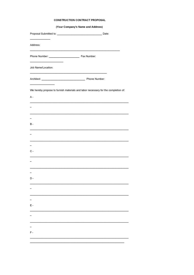 31 Construction Proposal Template & Construction Bid Forms