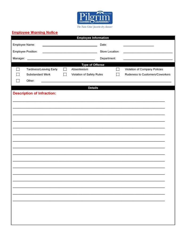 Employee Warning Notice - Download 56 Free Templates & Forms