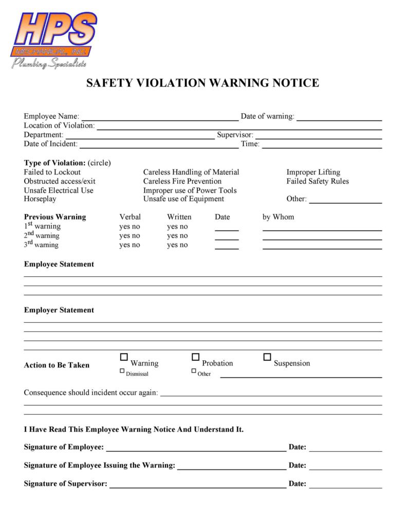 Employee Warning Notice - Download 56 Free Templates & Forms