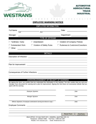 Employee Warning Notice - Download 56 Free Templates & Forms