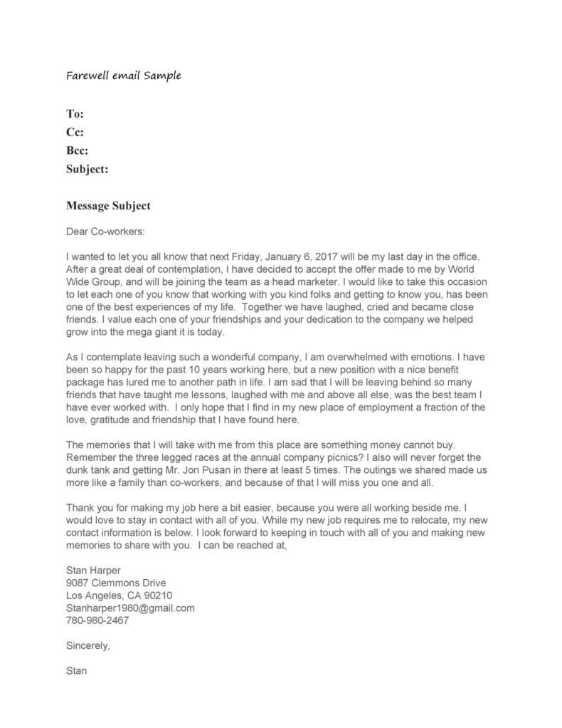 40+ Farewell Email Templates to Coworkers ᐅ TemplateLab